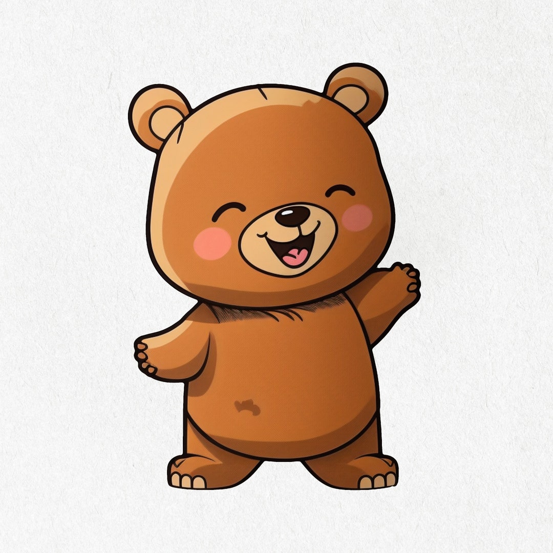 Brown Bear Sticker, Brown Bear Vinyl, Cute Brown Bear Decal, Water ...