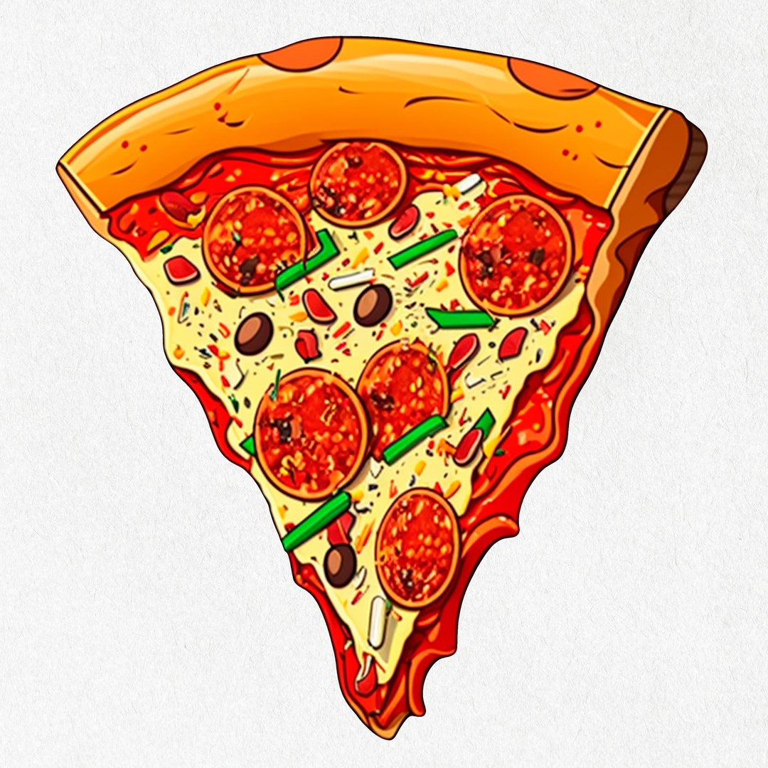 Pizza Slice Sticker, Happy Pizza Slice, Pizza Slice, Vinyl, Smiling ...