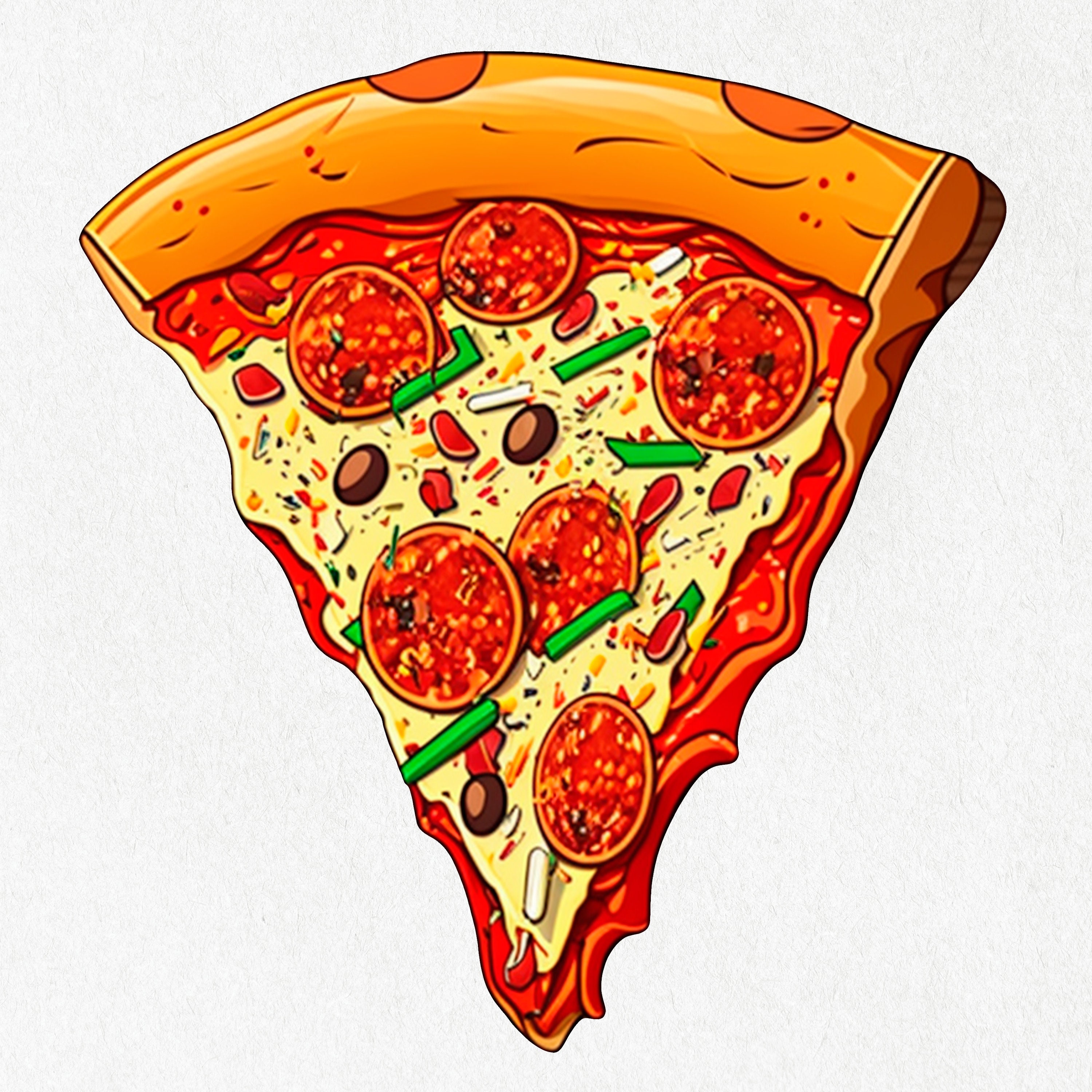 Pizza Slice Sticker, Happy Pizza Slice, Pizza Slice, Vinyl, Smiling ...