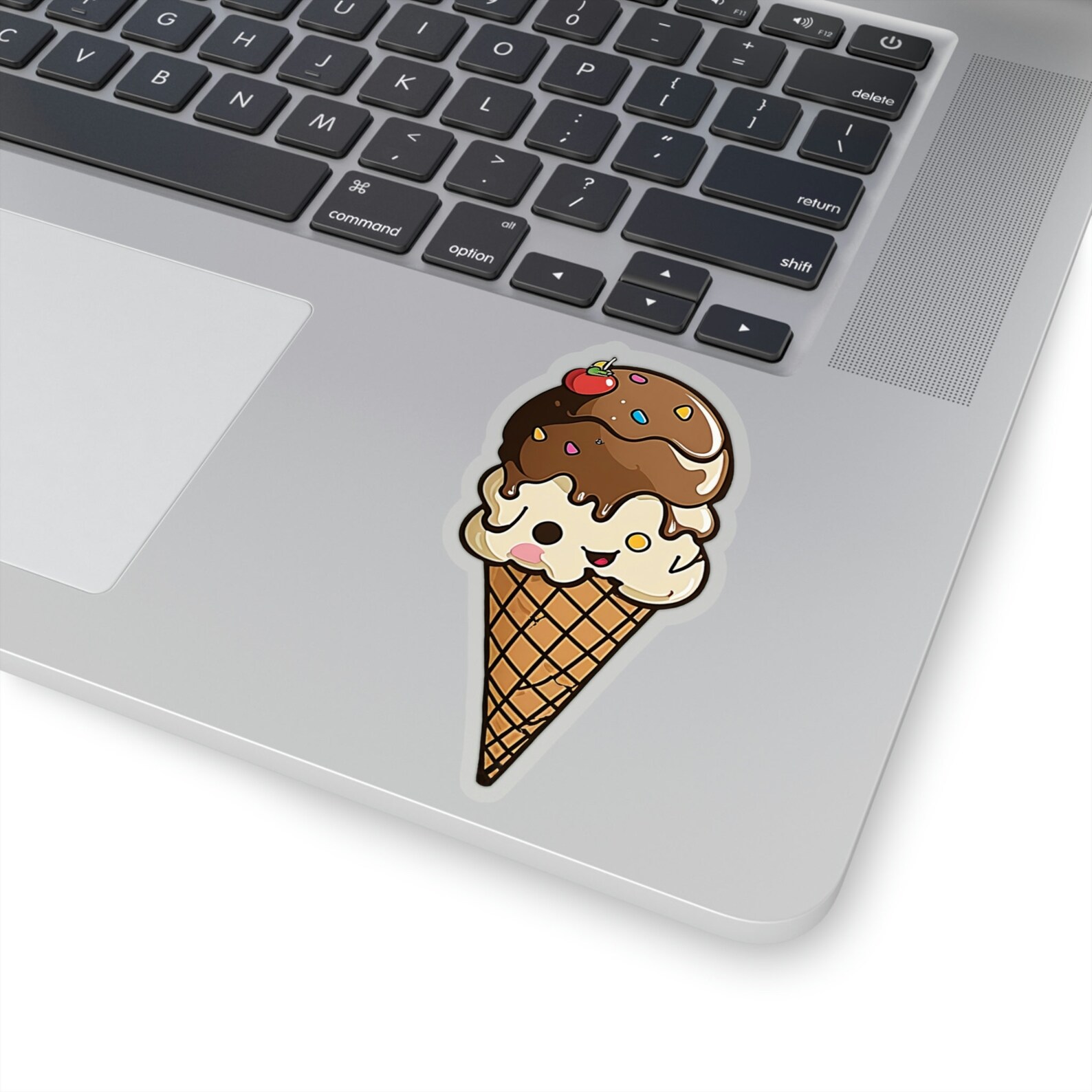 Ice Cream Cone Sticker, Happy Ice Cream Cone, Ice Cream, Vinyl, Smiling ...