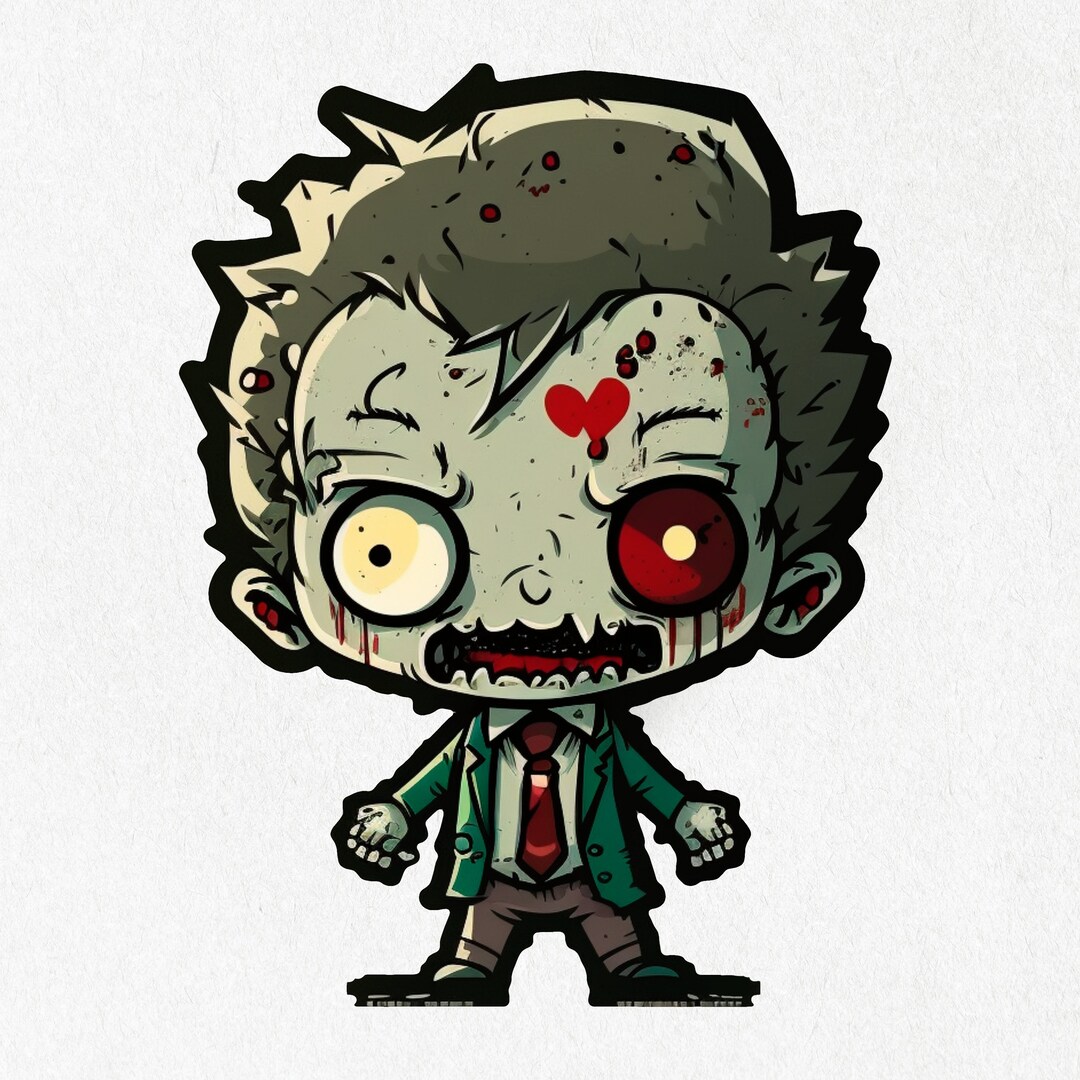 Zombie, Zombie Sticker, Zombie Vinyl, Cute Zombie, Decal, Water Bottle ...