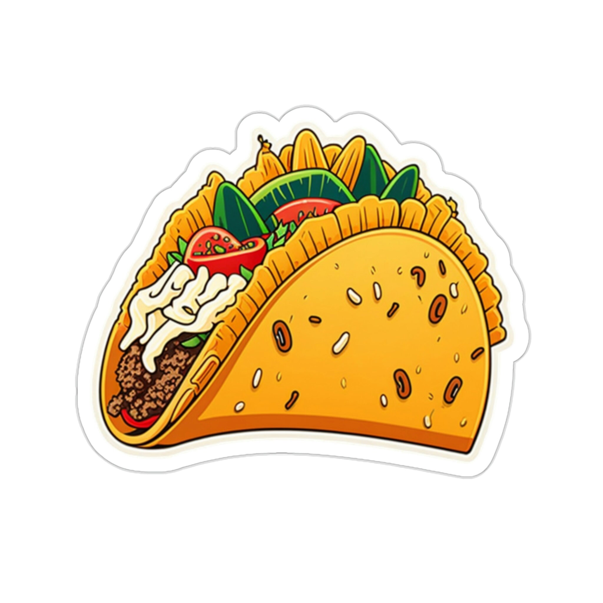 Taco Sticker, Happy Taco, Taco, Vinyl, Smiling Taco, Cute Decal, Water ...