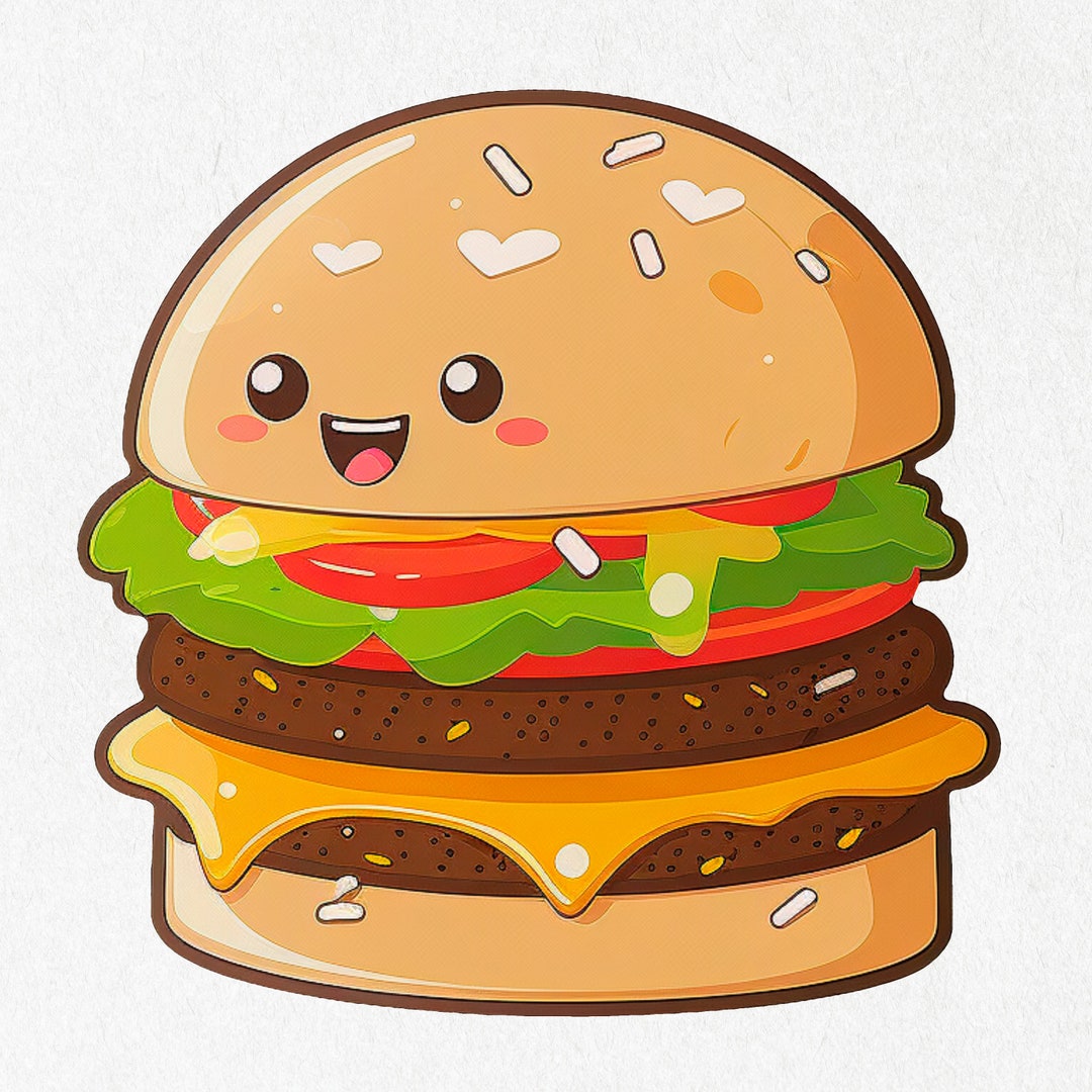 Hamburger Sticker, Happy Hamburger, Hamburger, Hamburger Vinyl, Smiling ...
