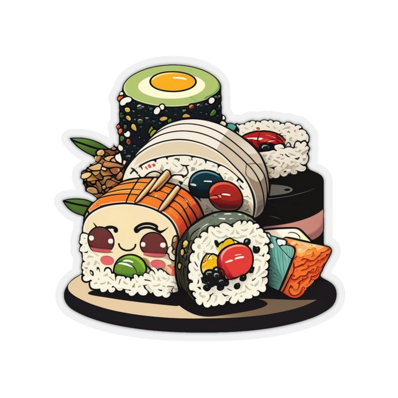 Sushi Sticker, Happy Sushi, Sushi, Vinyl, Smiling Sushi, Cute Decal ...