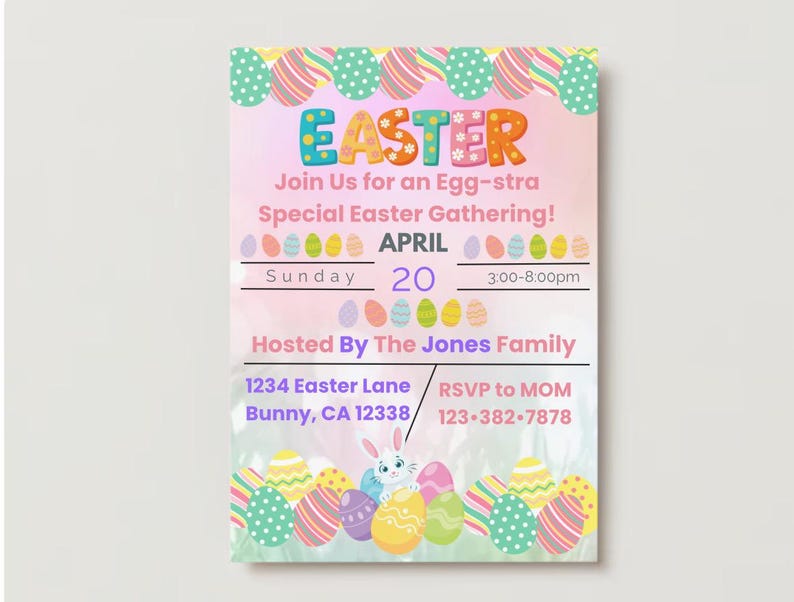 Editable Easter Invitation Template | Instant Download Party Flyer ...