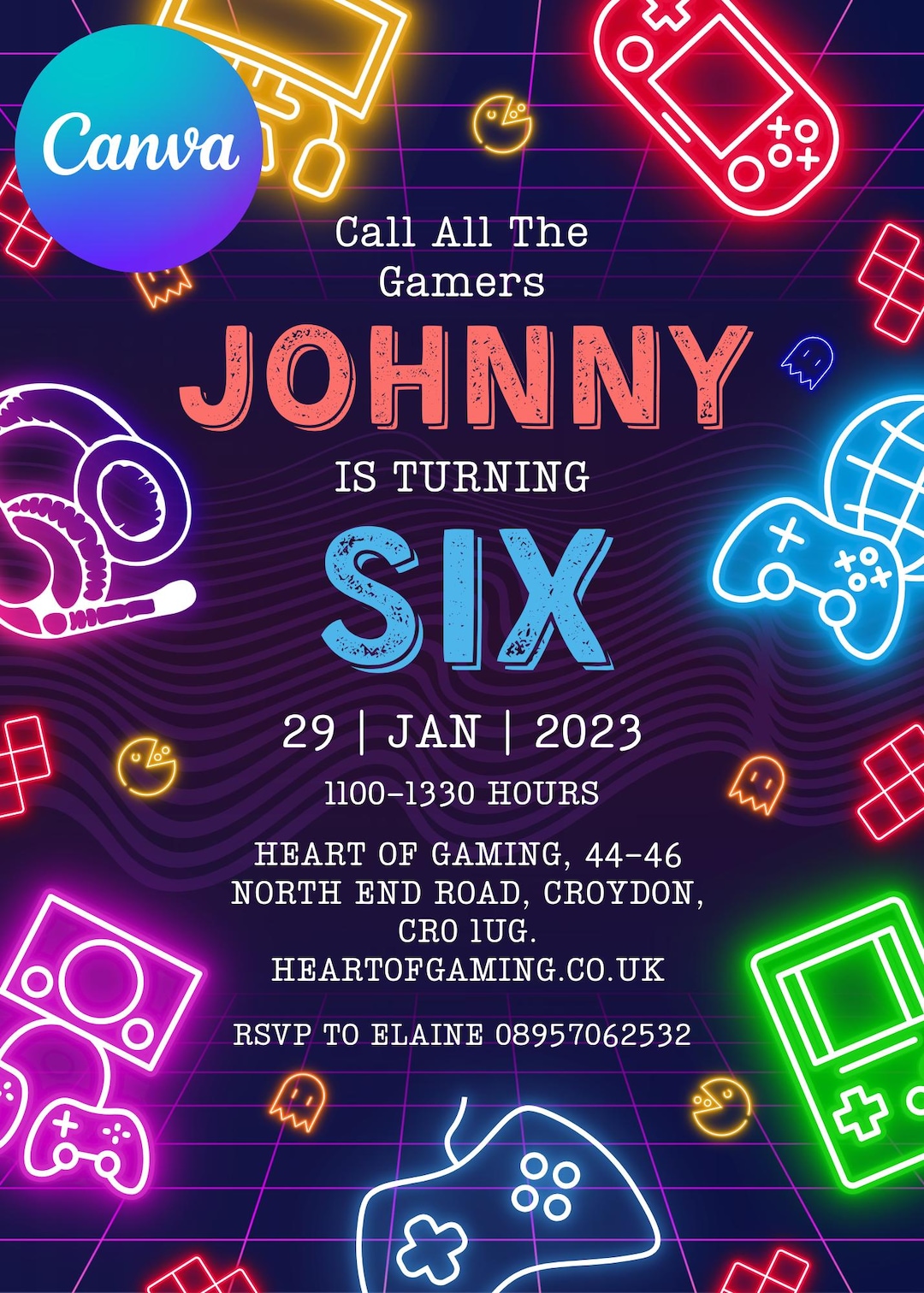 Editable Gamer Birthday Invitation Template | Instant Download Party ...