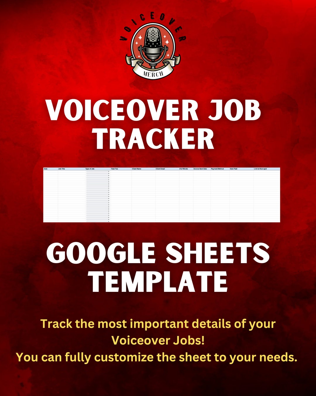 Voiceover Job Tracker - Google Sheets Template - Voice Actor Resource ...