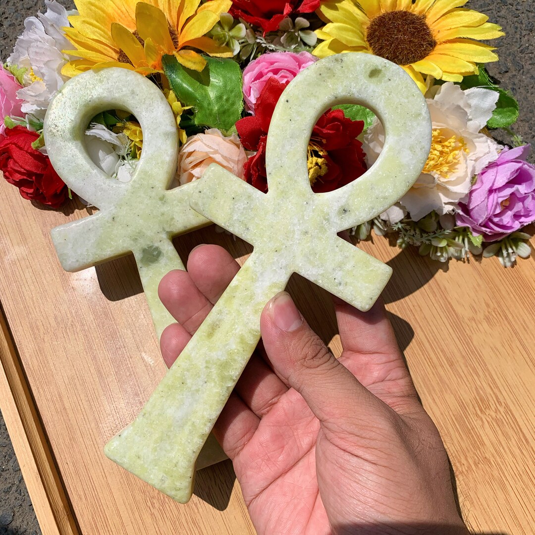 Green Jade Ankh, Hand Carved Ankh, Green Crystal Ankh, Home Decor ...