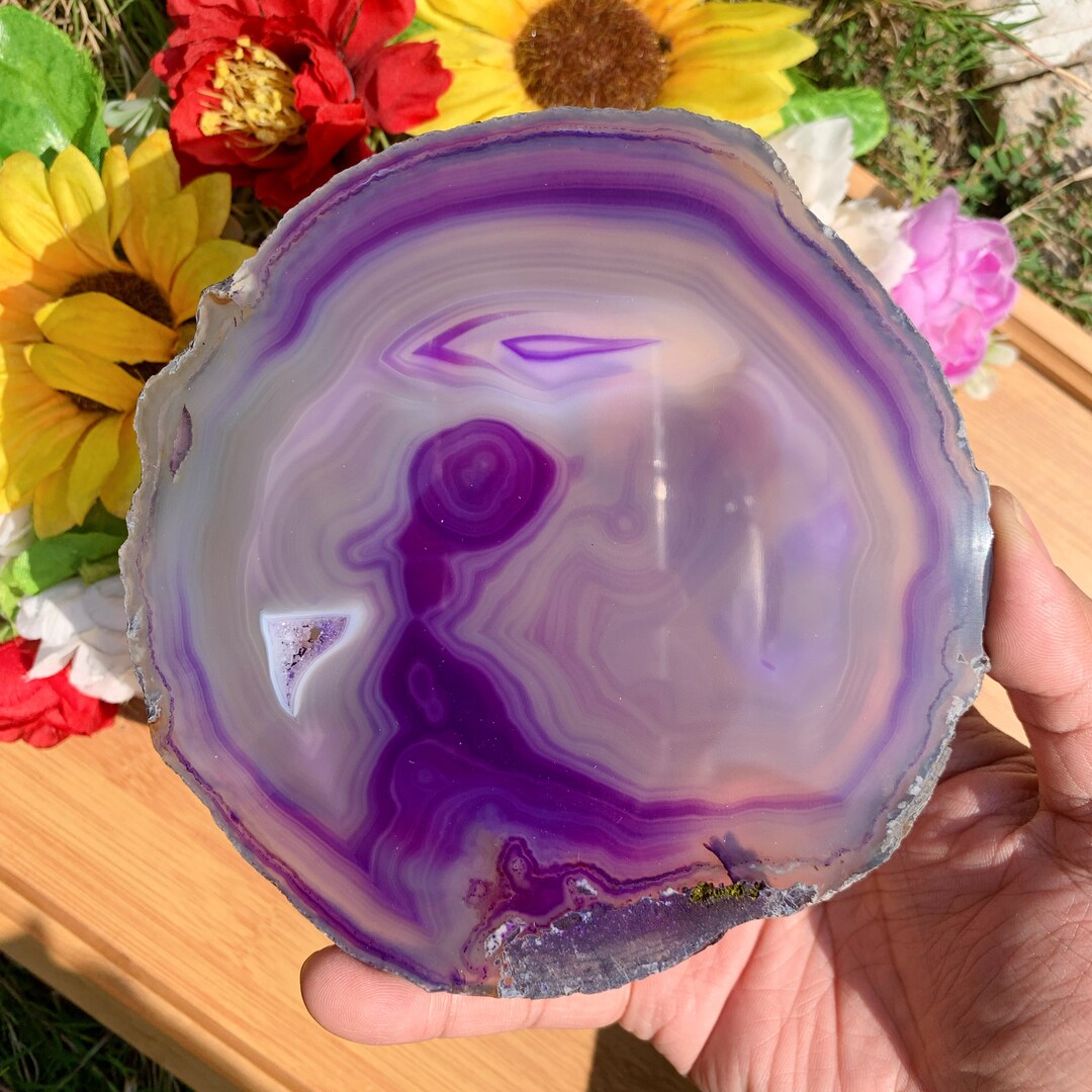 Crystal Purple Agate Slice - Heat-treated Polished Slab - Perfect for ...