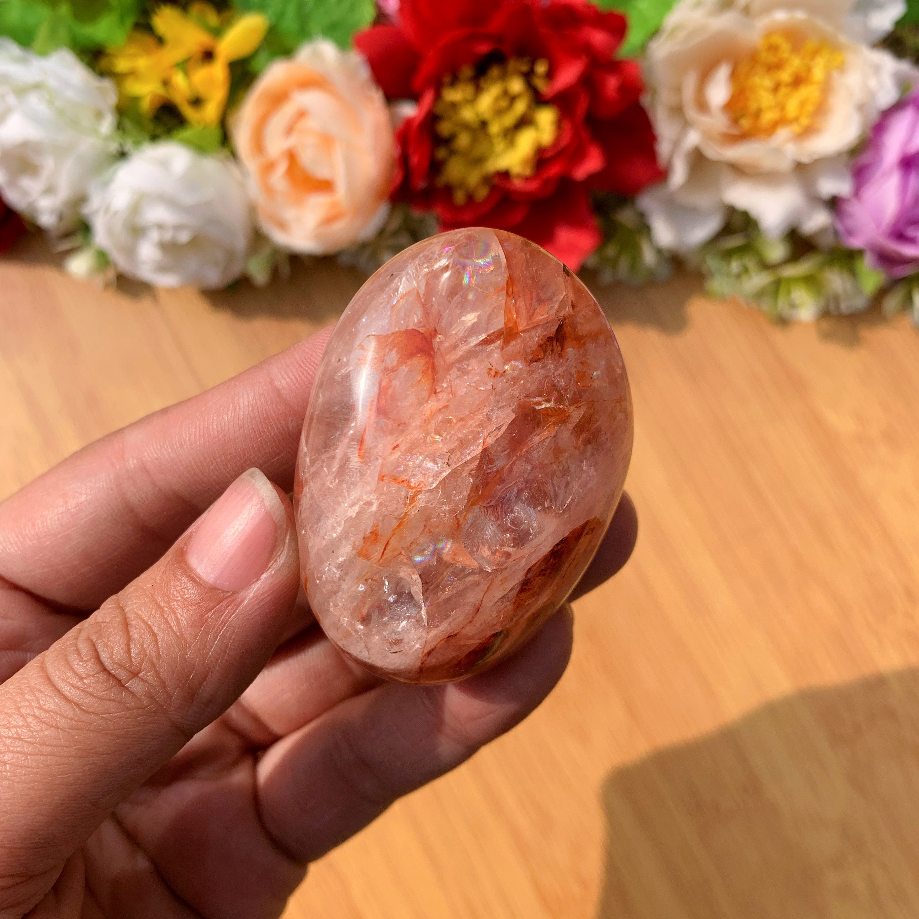 AAA Natural Polished Fire Quartz Tumbled Hematoid Palm Worry - Etsy