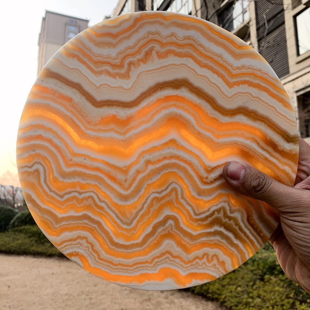 Vibrant Orange Calcite Slabs - Large Crystal Slices for Healing & Home ...