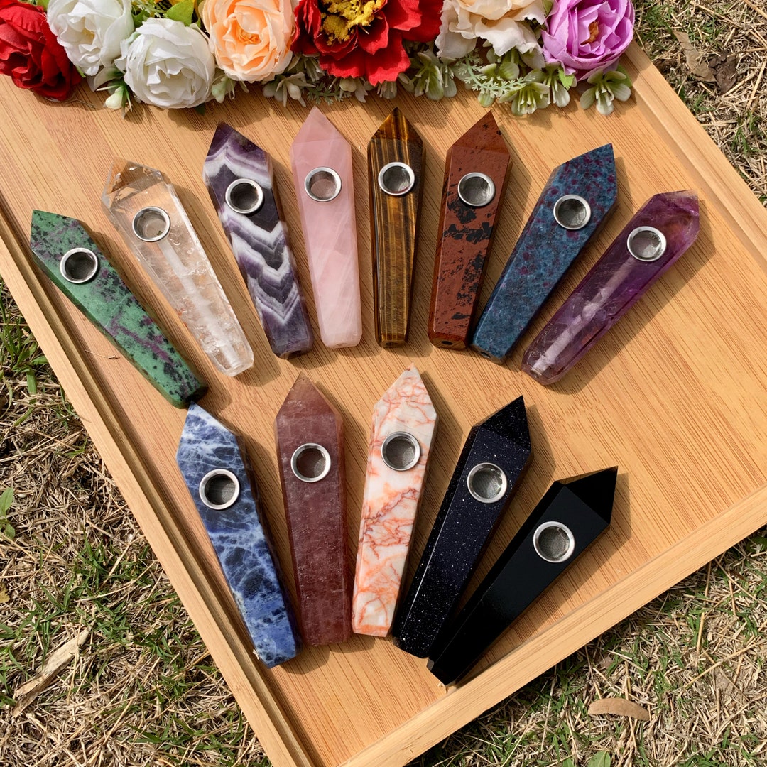 Gemstone Smoking Pipes Natural Stone Pipes for Smoking Gift Box Extra ...