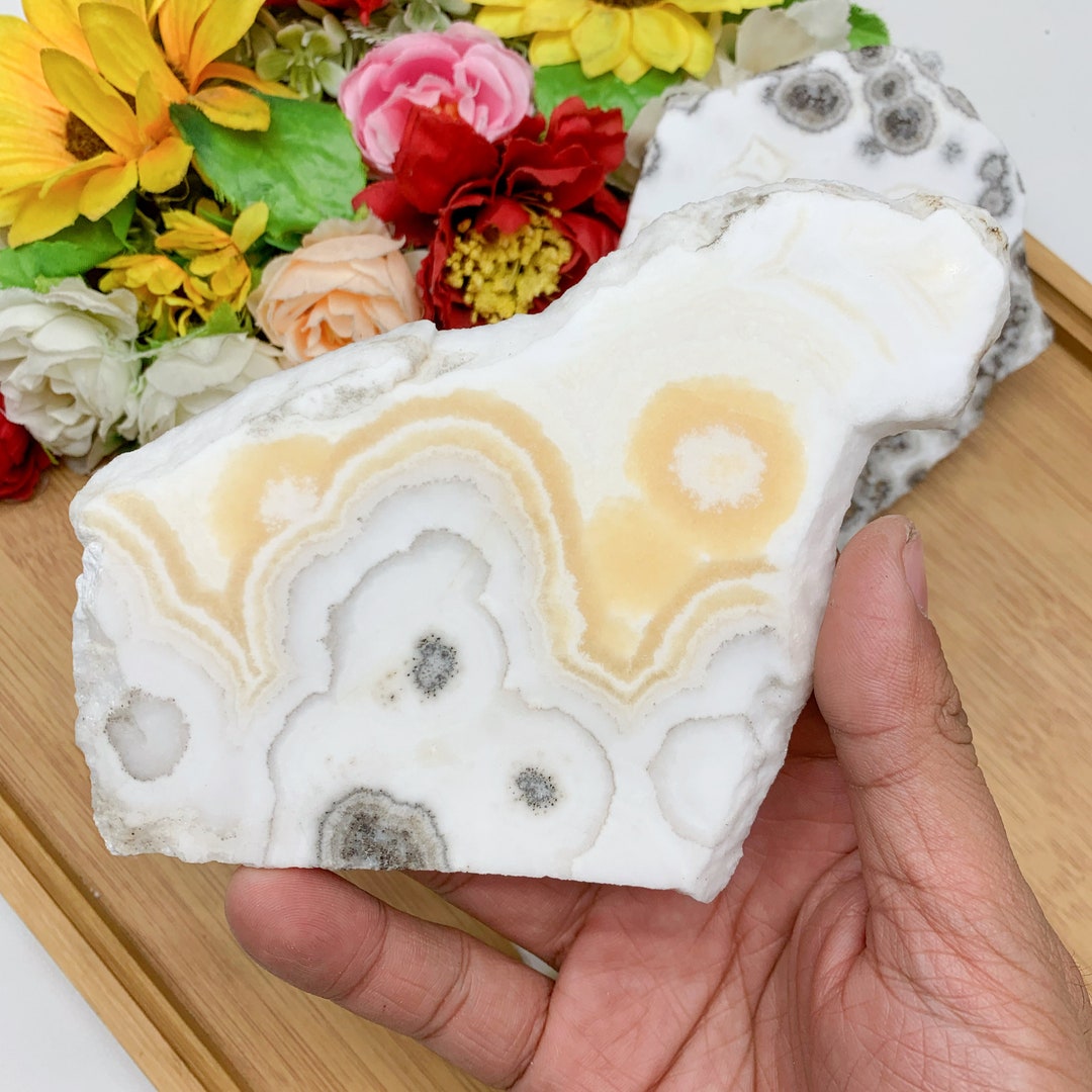 Orange Yellow Calcite Slabs - Beautifully Polished Crystal Plates With ...