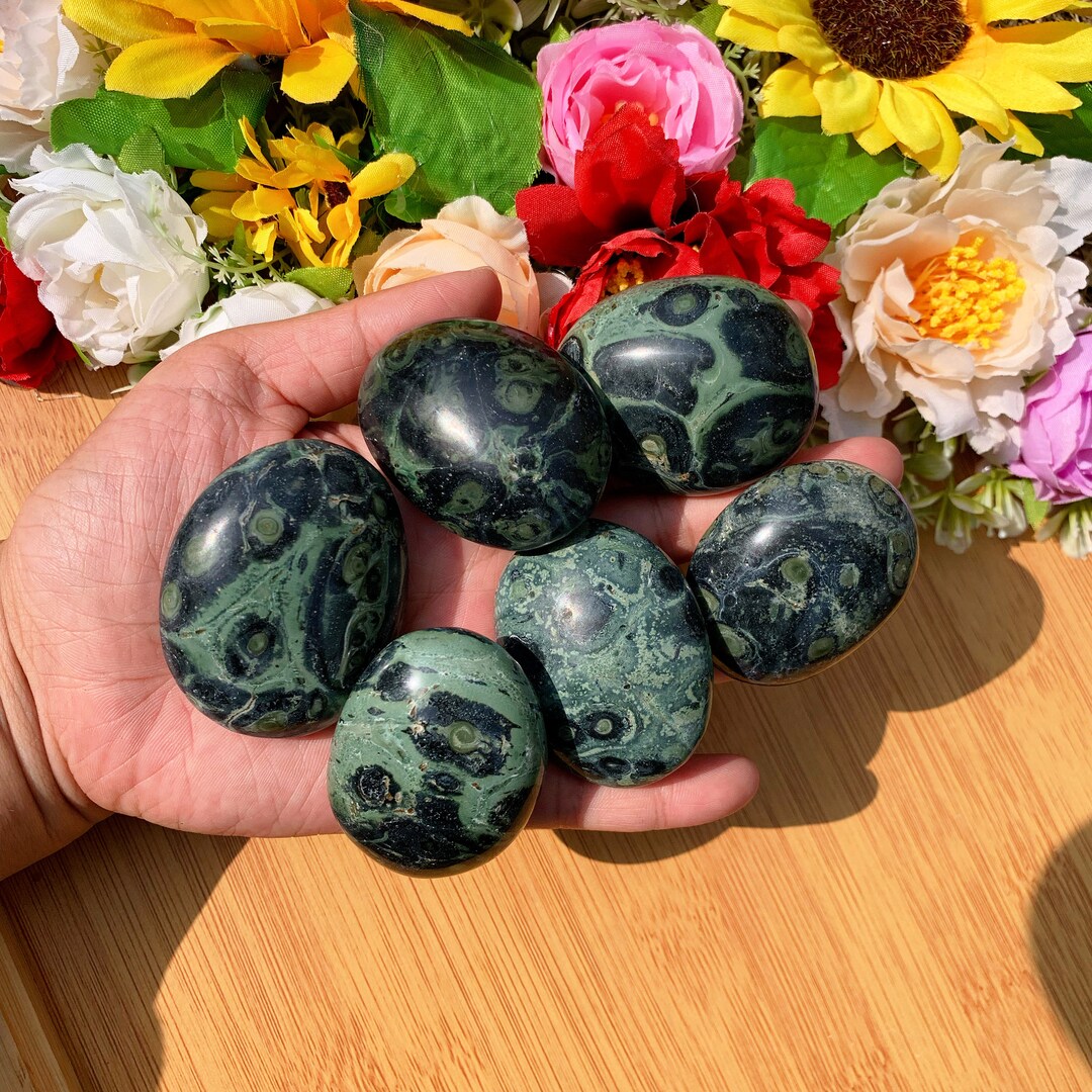 Polished Green Kambaba Jasper Palm Stone, Kambaba Jasper Tumbled ...