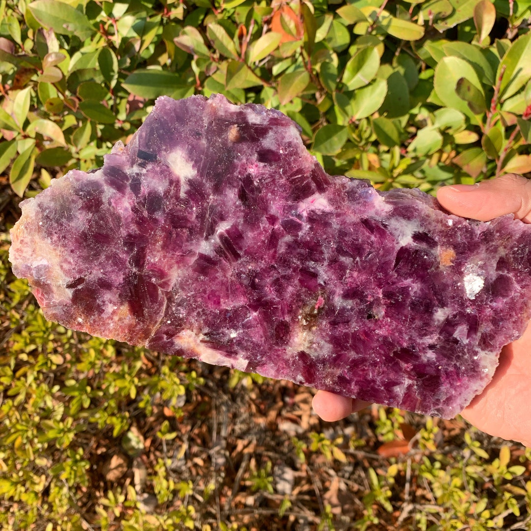 Lustrous Raw Purple Lepidolite Slab - Hand-polished Healing Crystal ...