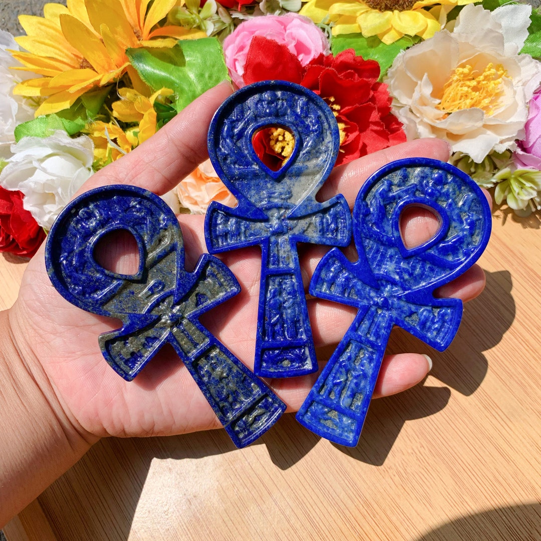 Lapis Lazuli Ankh, Hand Carved Ankh, Blue Crystal Ankh, Home Decor ...