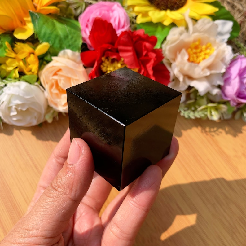 Polished Black Obsidian Cubes Crystal Quartz Carved Stone Square Home ...