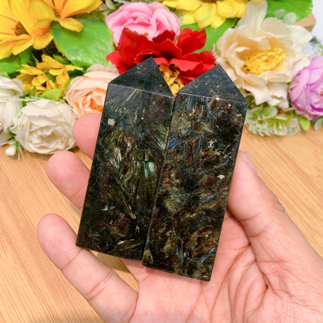 Astrophyllite Polished Tower, 9.5 Cm Arfvedsonite Points for Healing ...