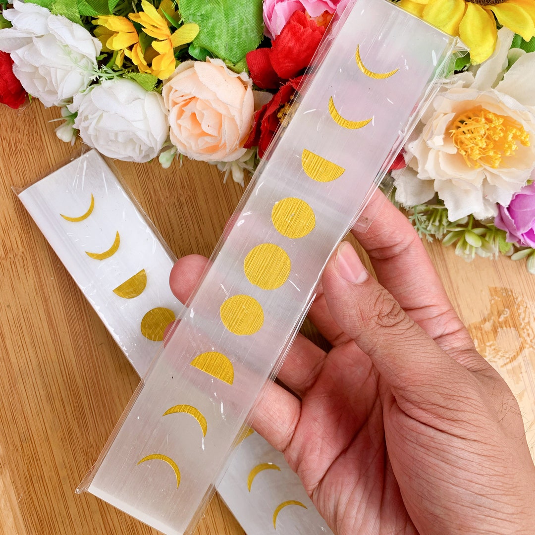 Moon Phase Selenite Sticks 20 Cm Long, White Crystal Selenite Wand ...