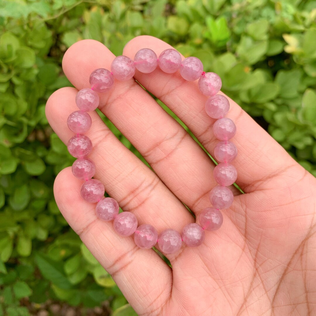 Madagascar Purple Rose Quartz Beaded Bracelet, 8mm-11mm Healing Crystal ...