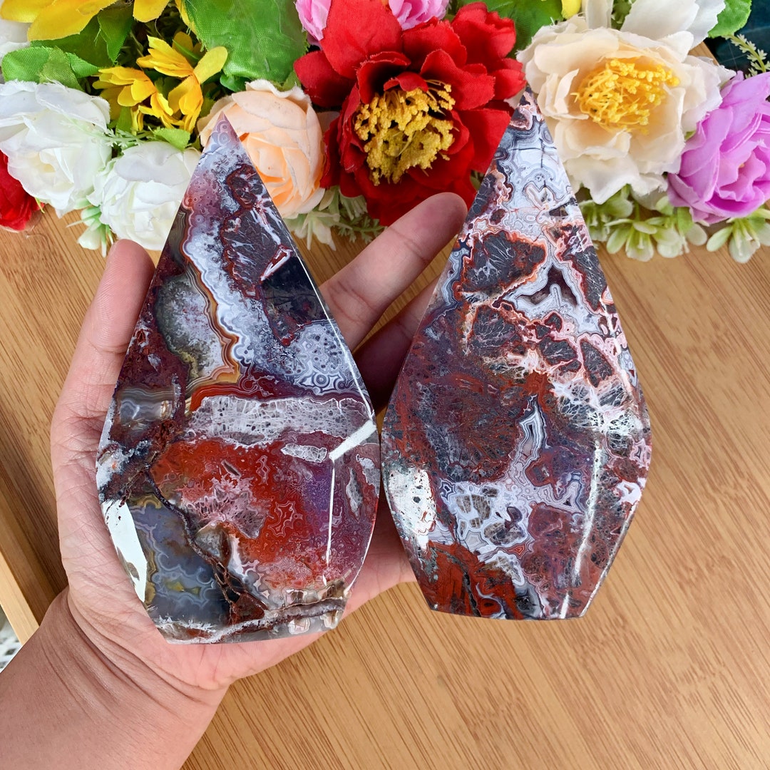 Mexican Crazy Lace Agate Tear Drop, Mexican Agate Free Form, Red ...