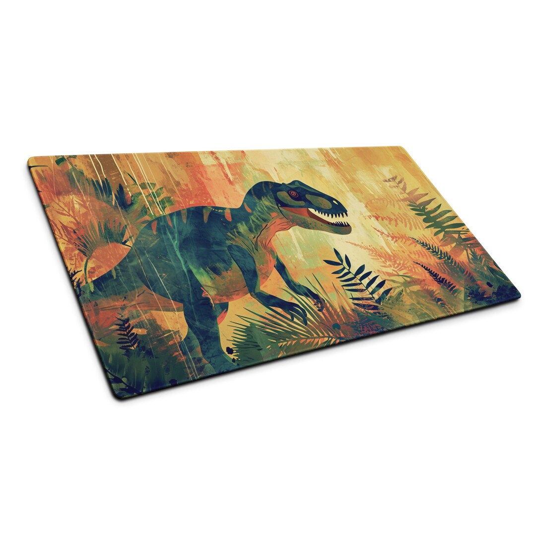 Vintage Dinosaur Illustration Desk Mat, XXL T-rex Office Desk Pad ...
