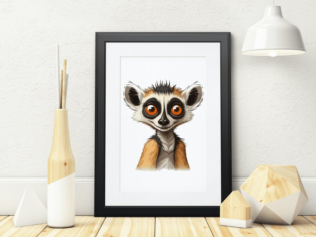 Friendly Smiling Lemur Cartoon Design Lemur Digital Art for Children ...