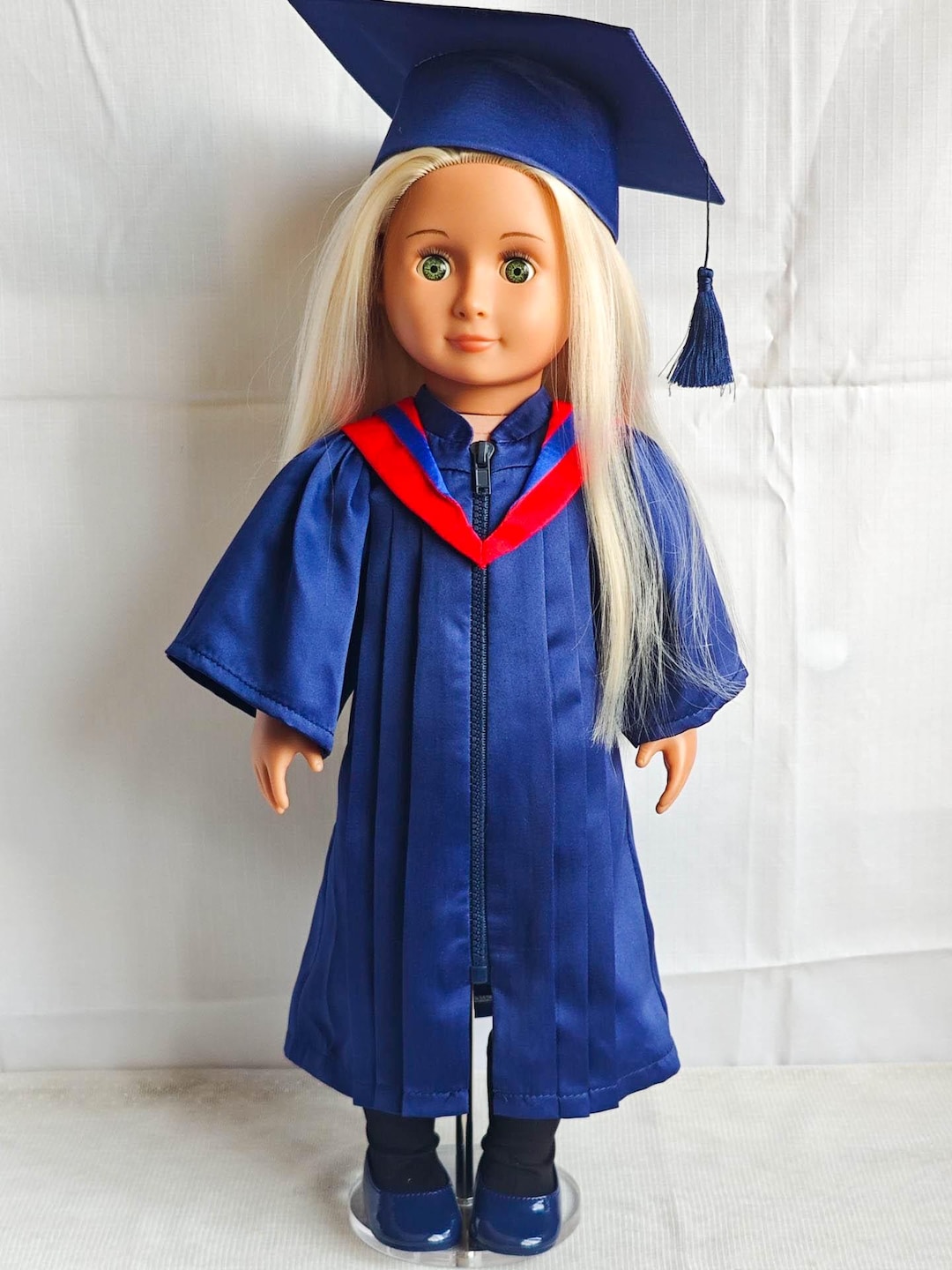 Handmade 4pcs Graduation Cap Gown Tassel Set Fits 18 Inch Dolls Blue ...