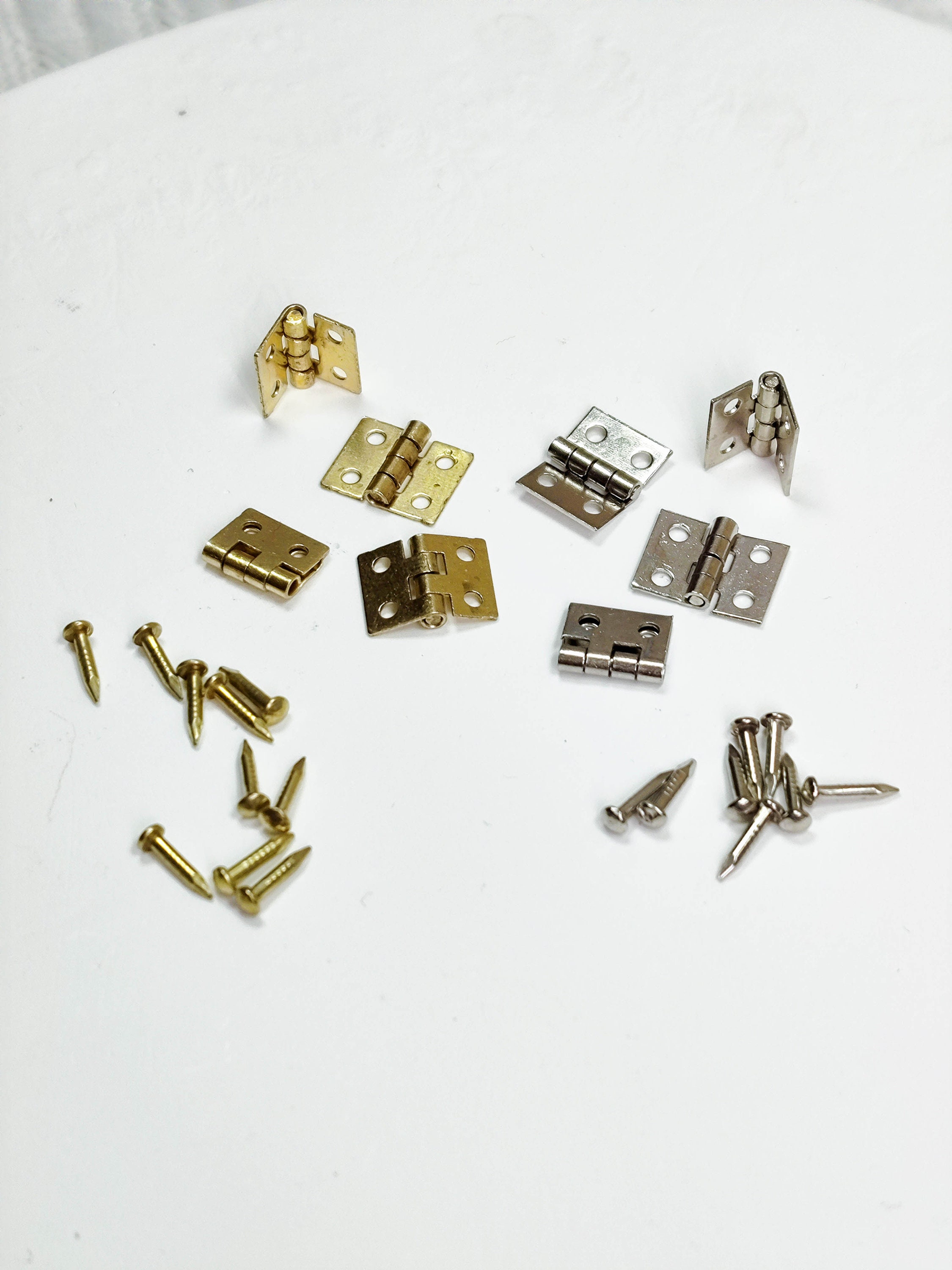 10pcs 10×8mm Studded Extra Small Brass Hinges, 2 Colours, for Doll ...