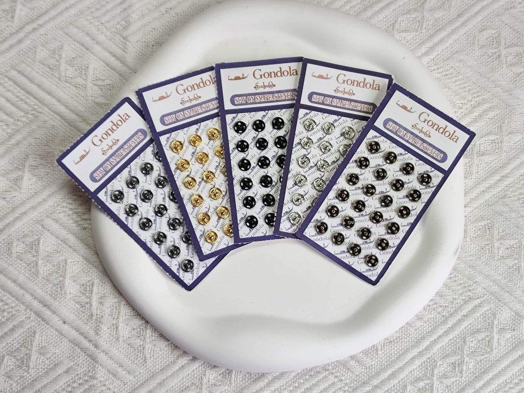 48 Pairs Two Cards 6mm Mini Brass Metal Snaps, 5 Colors, Doll Clothes ...