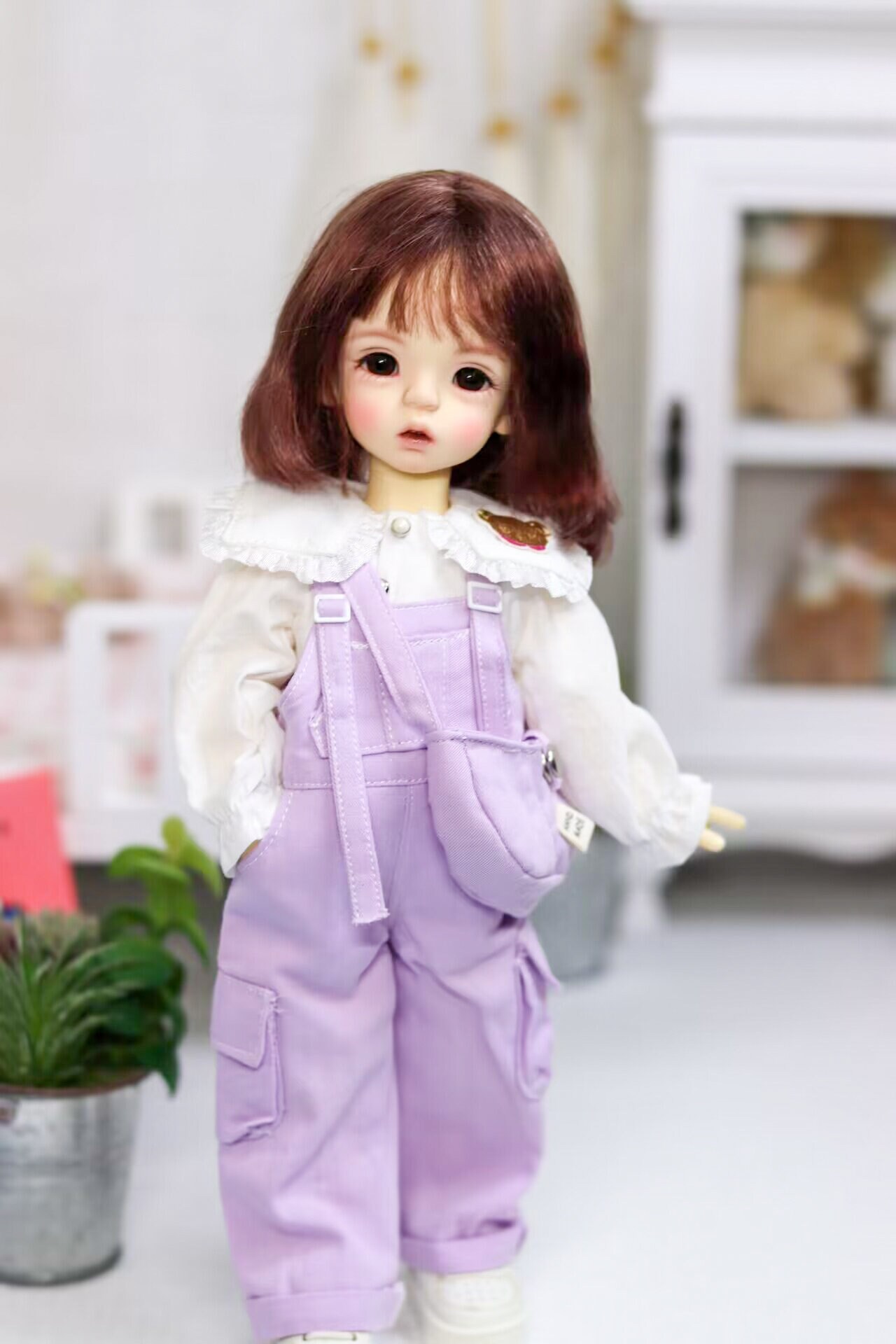 YOSD Doll Clothes 1/6 BJD Doll Clothes White Blouse Paired With Purple ...