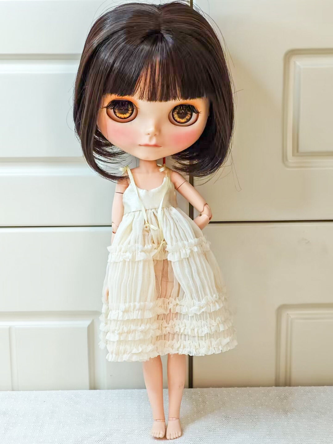 Handmade Blythe Doll Clothes White Halter Dress Wedding Dress Neo ...