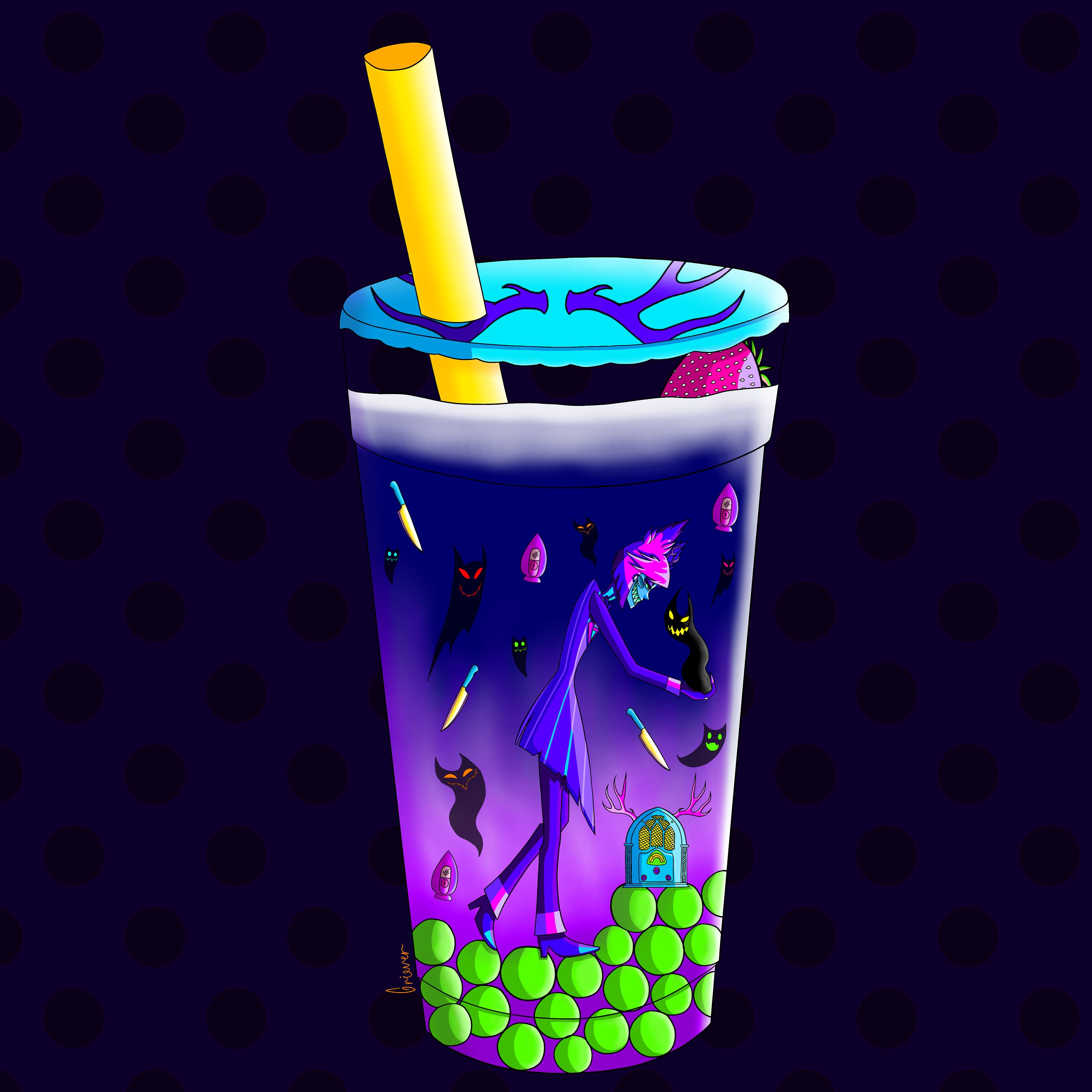 Alastor Boba Tea Art Print 11x14 - Etsy