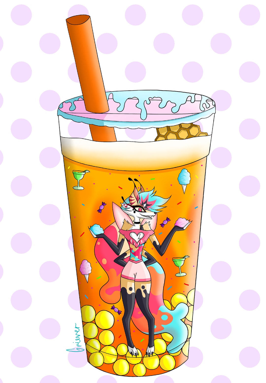 Beelzebub / Queen Bee Boba Tea Art Print (5x7) - Etsy