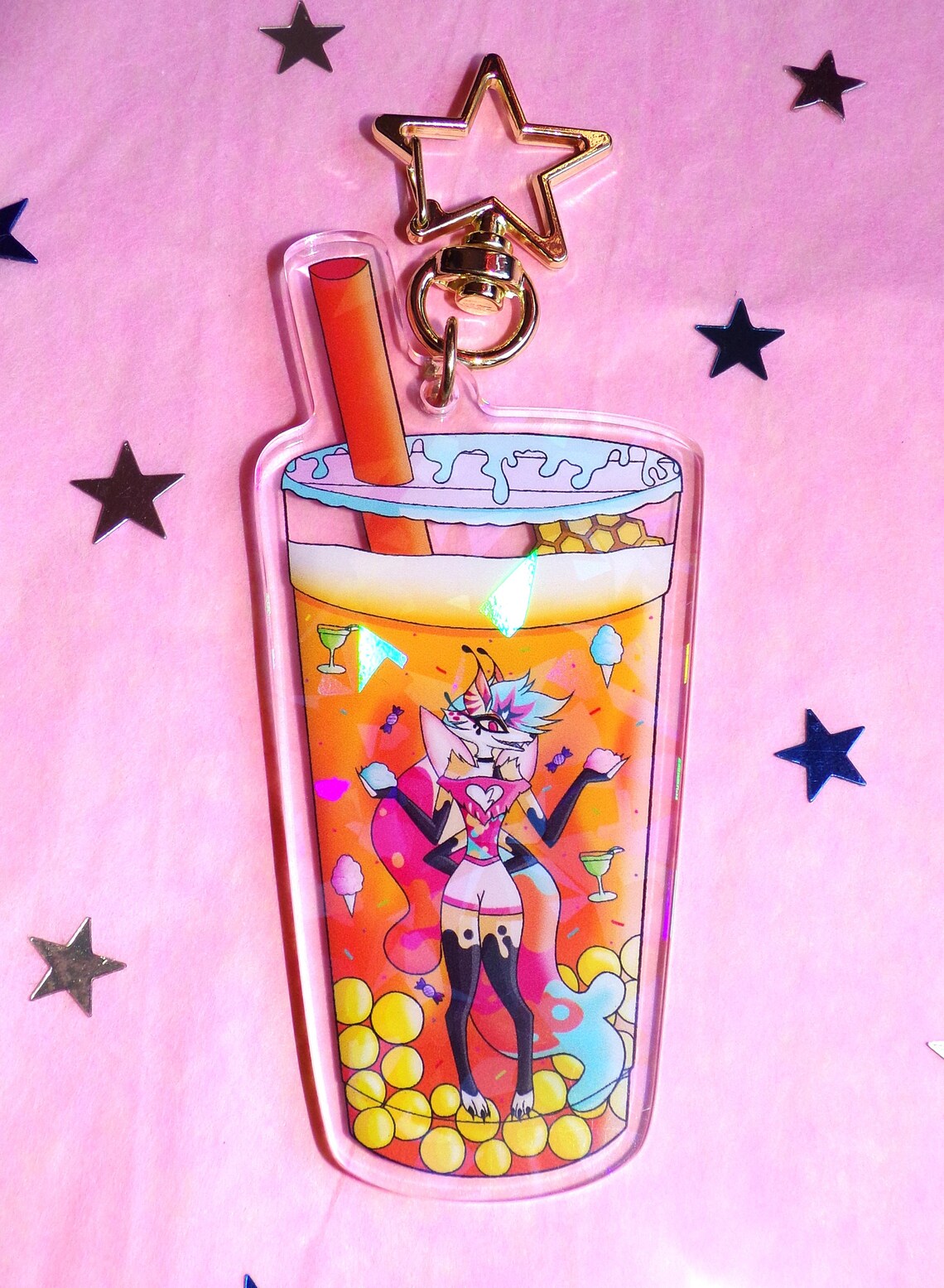 Hazbin Hotel Helluva Boss Boba Tea Acrylic Keychains - Etsy
