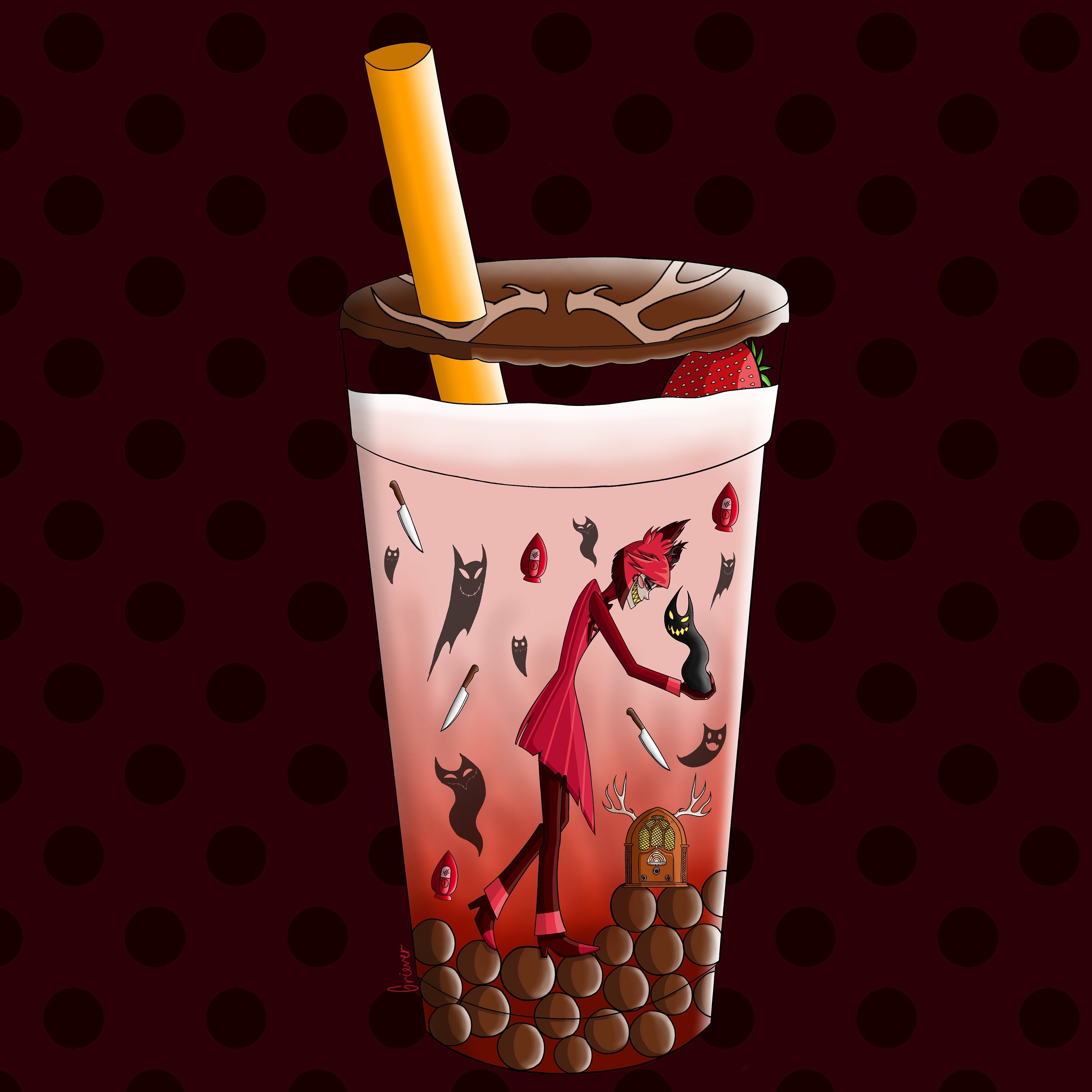 Alastor Boba Tea Art Print 11x14 - Etsy