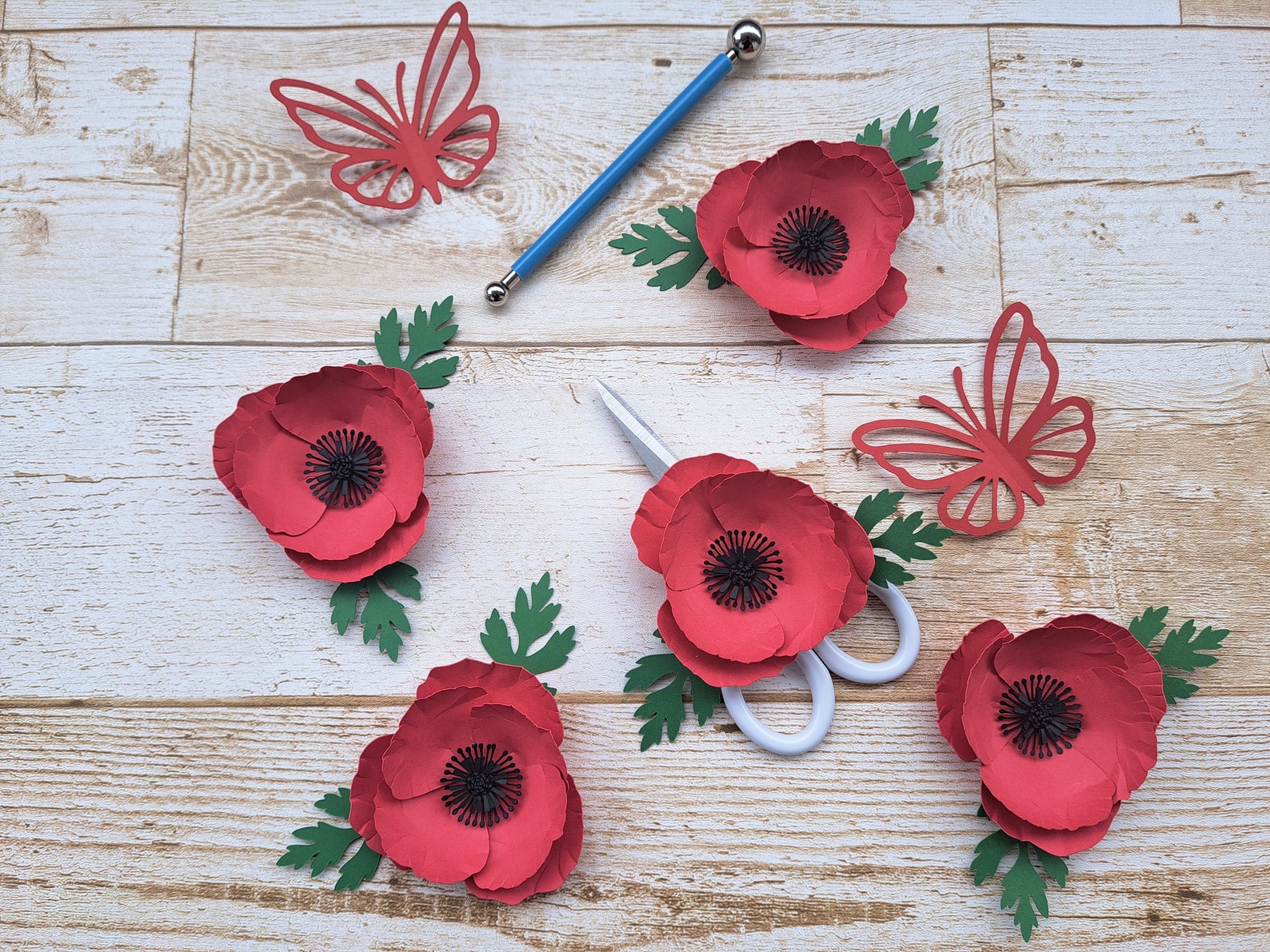 Handmade Paper Poppy Set: Nursery Wall Decor, Table Decoration - Etsy