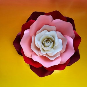 Paper Rose#20 Templates With Leaves, Rose Svg, Paper Flower DXF ...
