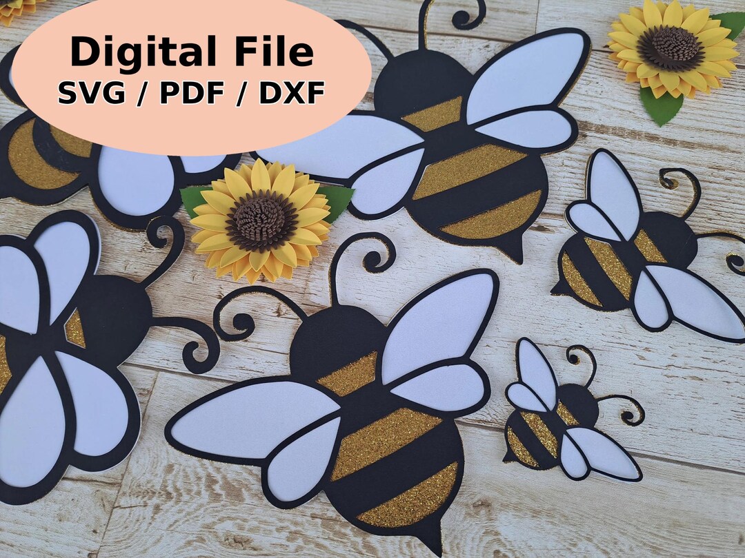 Bee Template SVG/PDF: DIY Paper Honeybee, Bumble Bee (digital Download ...
