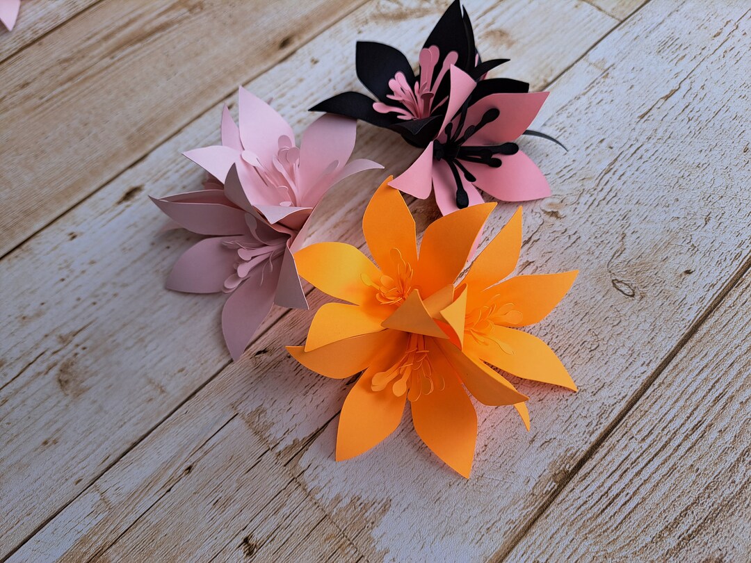 Lily Paper Flower Template, Paper Flowers for DIY Projects, Handmade ...