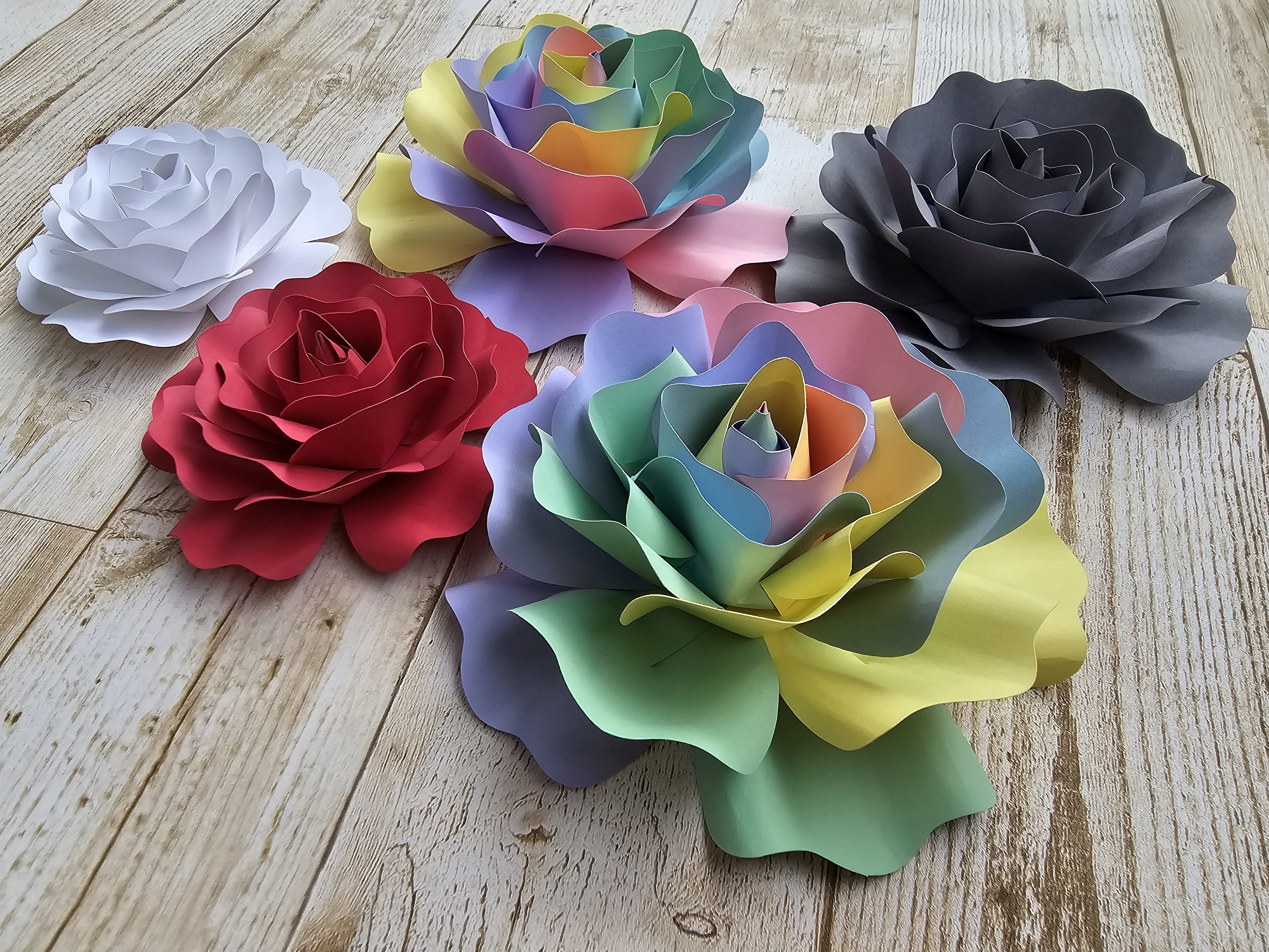 Paper Rose 6 Templates Paper Flower Svg 3D Paper Flowers - Etsy Canada
