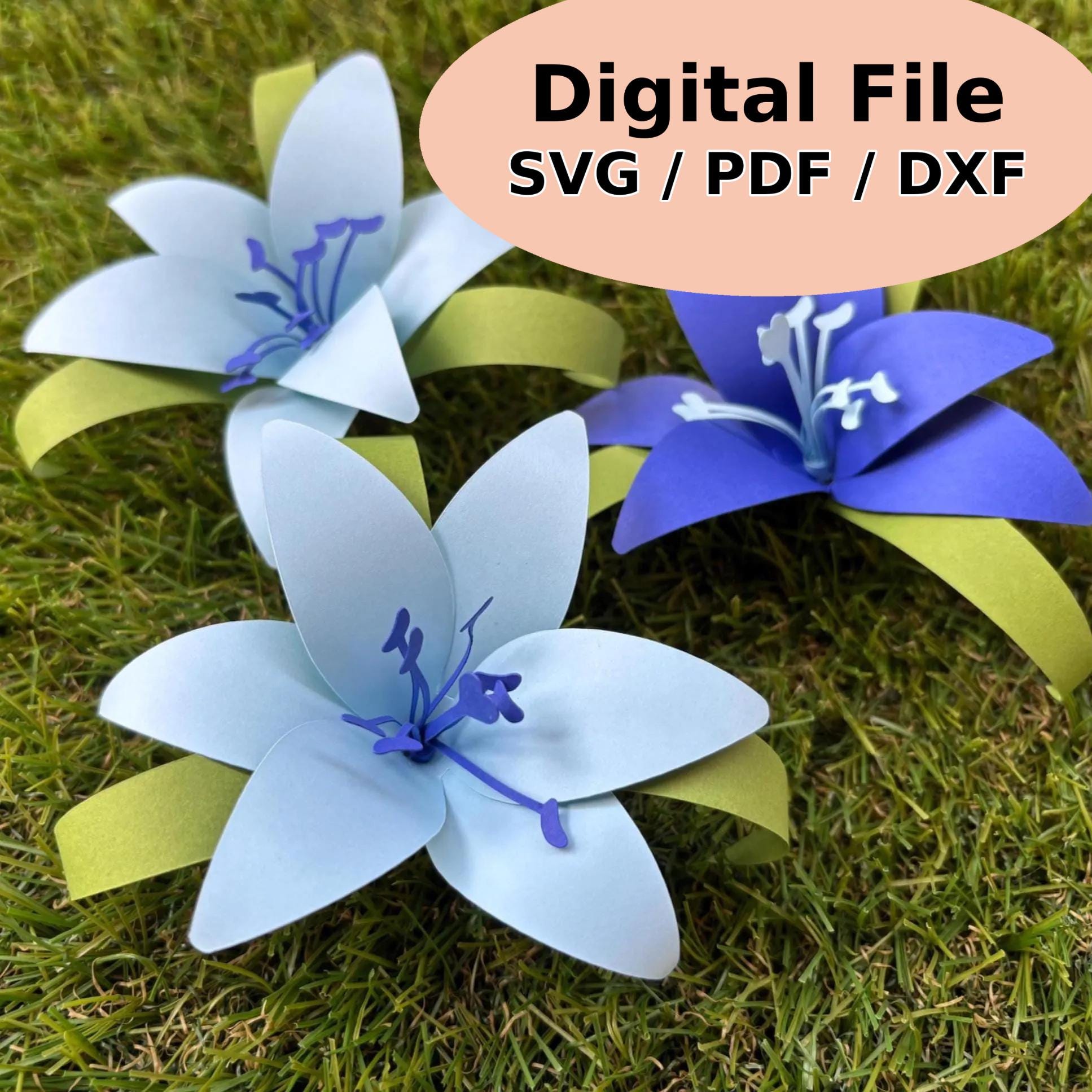 Lily Paper Flower Template | 3D Paper Lily SVG | DIY Paper Flowers for ...
