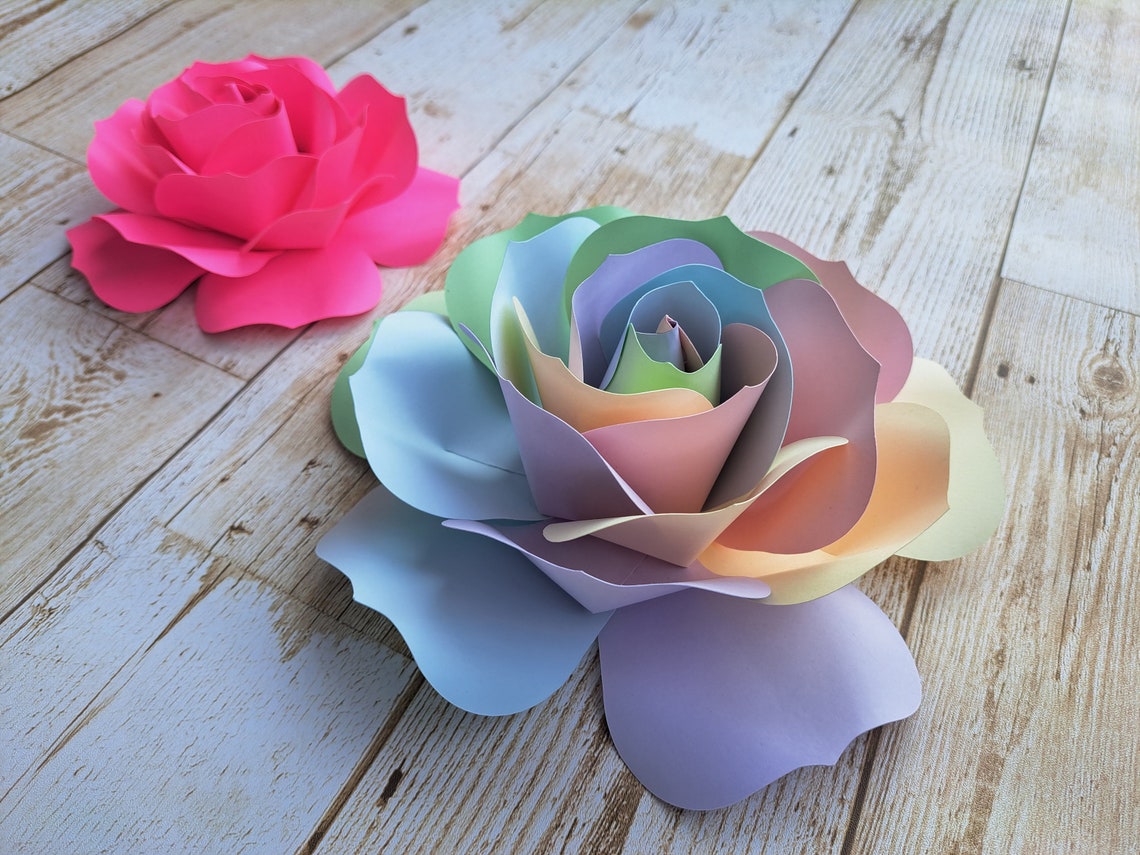 Paper Rose 4 Templates Paper Flower Svg 3D Paper Flowers - Etsy