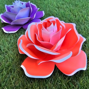 Two Layers Paper Rose, Paper Templates, Paper Flower Svg, 3D Rose, Rose ...