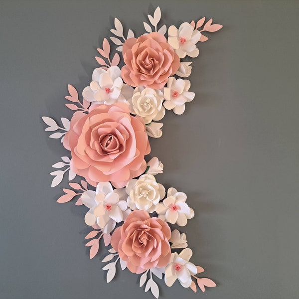Pink Paper Flowers Wall Decor - Etsy