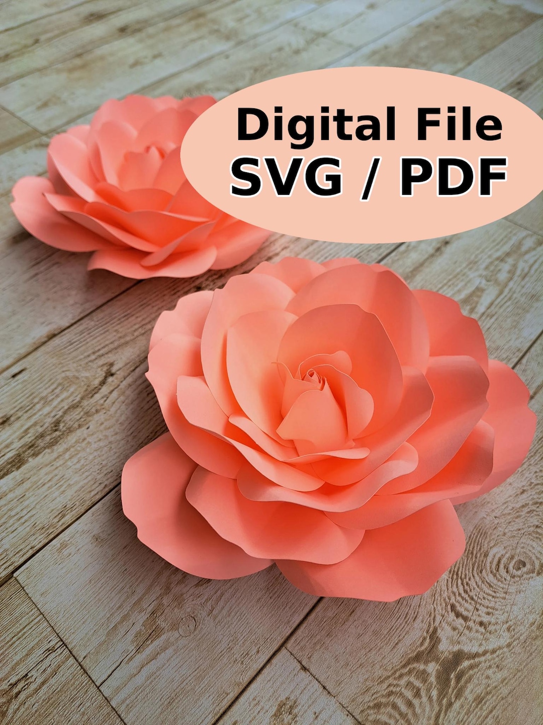 Large Paper Rose Template: DIY 3D Flower SVG, PDF (digital Download) - Etsy
