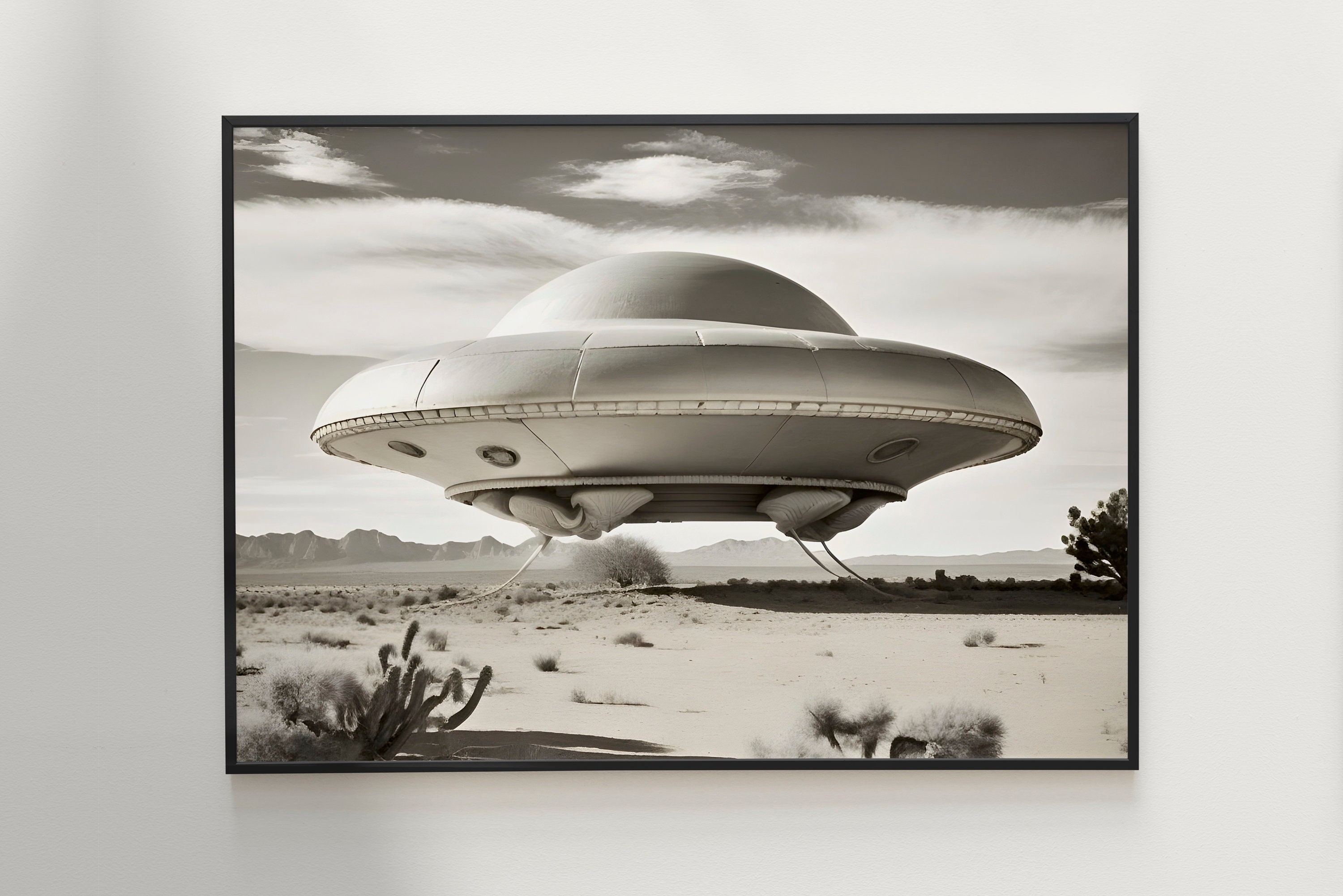 UFO Art Print, Digital Download, New Mexico Desert Landscape, Alien ...