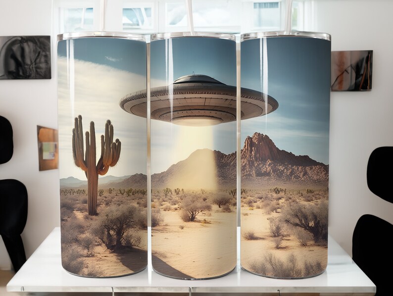 UFO Tumbler Digital Download Sublimation Design Desert Landscape Skinny ...