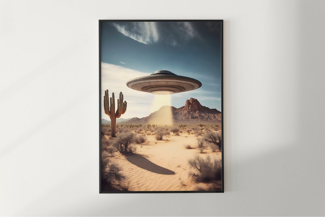 UFO Art Print, Digital Download, California Desert Landscape, Alien ...