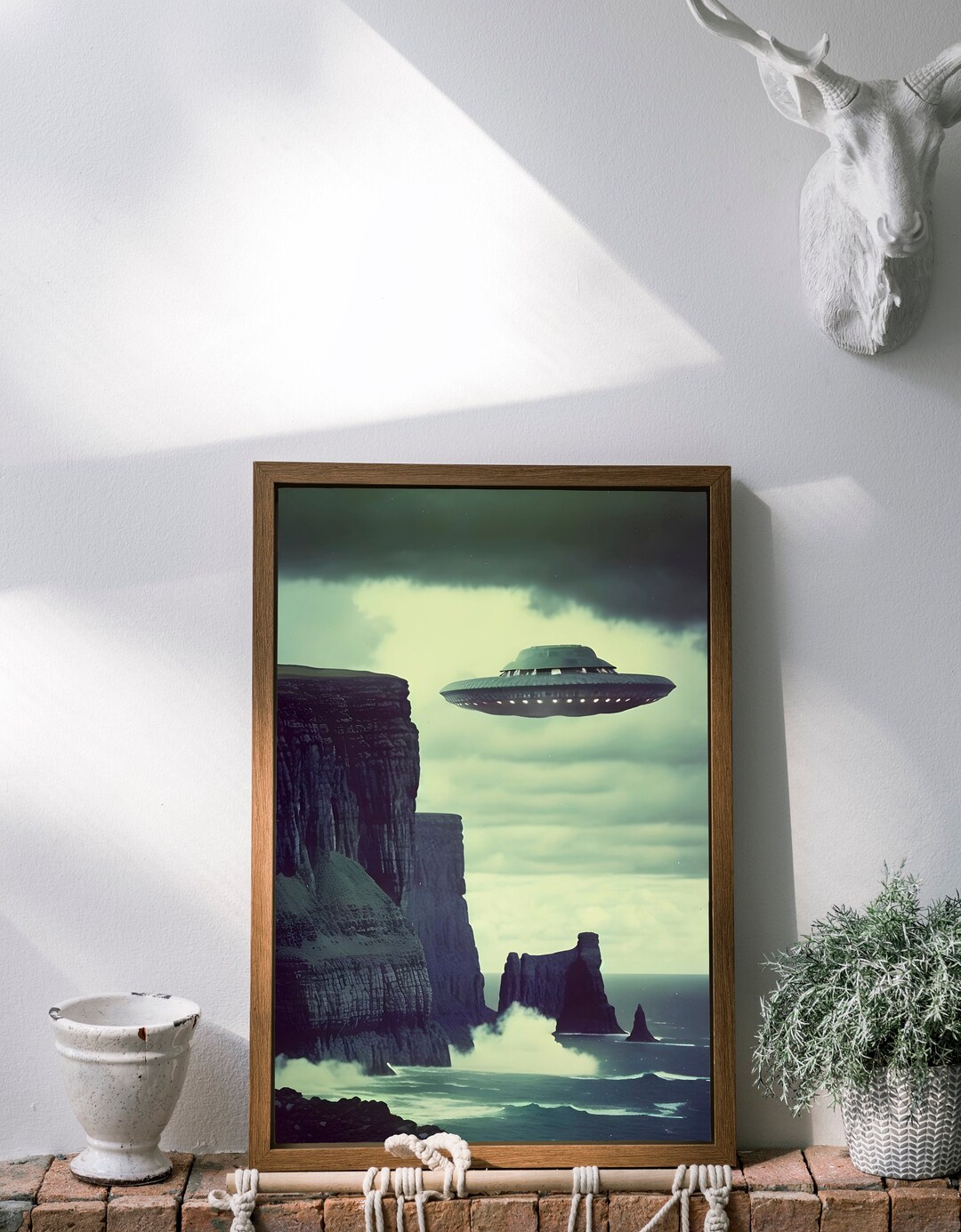 UFO Art Print, Digital Download, Cliffs of Moher, Ireland, Alien ...
